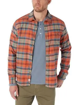 FAIR HARBOR Plaid Lightweight Flannel Button-up Shirt - Orange Glow Plaid
