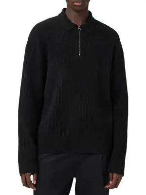ALLSAINTS Jakob Wool & Alpaca Blend Polo Sweater - Black