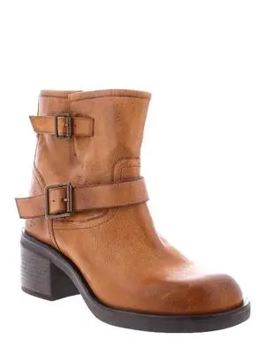 ROAN Spry Leather Ankle Boots With Buckle Detail - Pecan Hand Dyed Tremolo