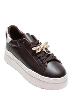 FOREVER & ALWAYS SHOES Laren Leather Buckle Sneakers - Brown Leather