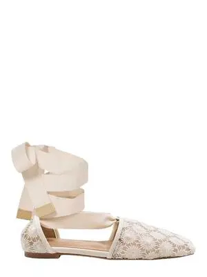 ANDREA GOMEZ Desi Raffia Flat - Off White