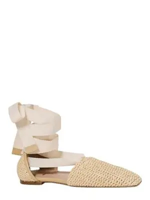 ANDREA GOMEZ Desi Raffia Flat - Tan