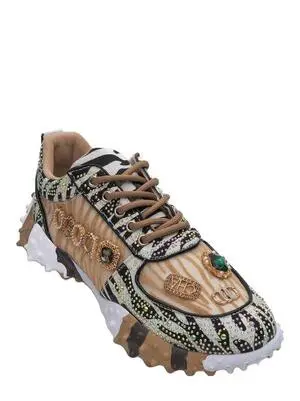 PROLOGUE SHOES Vero Jewel Sneakers - Beige Print Faux Leather