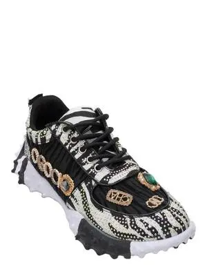 PROLOGUE SHOES Vero Jewel Sneakers - Black Print Faux Leather