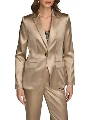 Donna Karan New York Satin One-Button Blazer Fawn/gold