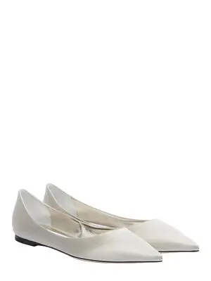 JIMMY CHOO Jimmy Choo Love Satin Ballet Flats Silver