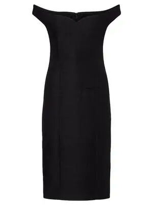 Calvin Klein Bonny Wool And Linen-blend Midi Dress - Black
