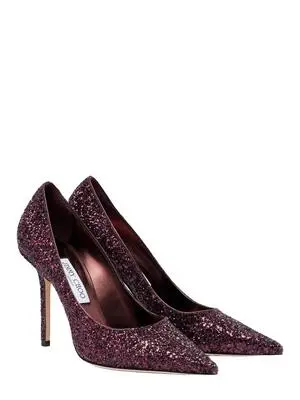 JIMMY CHOO Love 100 Glitter Pumps - Burgundy