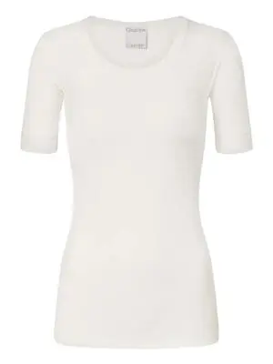 Calvin Klein Ribbed Knit Cotton-blend Top - White