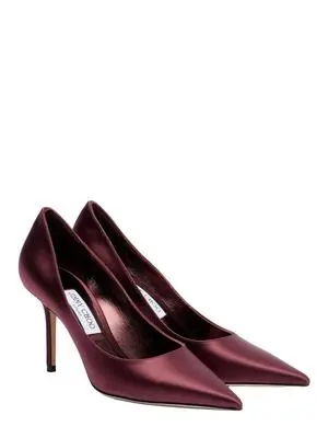 JIMMY CHOO Love 85 Satin Pumps - Burgundy