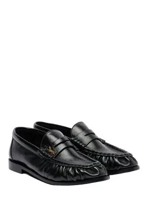 Saint Laurent Leather Penny Loafers - Black