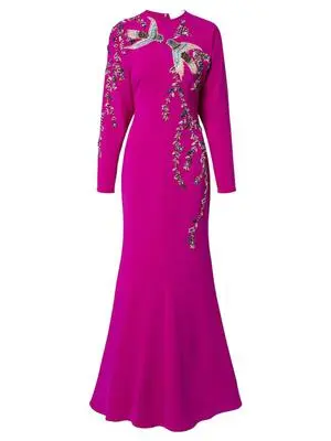 Costarellos Marla Crystal-embellished Crêpe Gown - Purple
