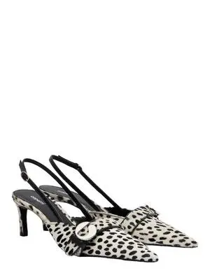 Coperni Belt 65 Calf Hair Slingback Pumps - White