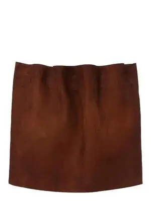 Prada Gathered Suede Miniskirt - Brown