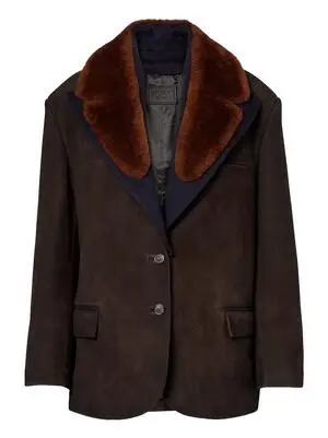 PRADA Shearling-Trimmed Suede Jacket