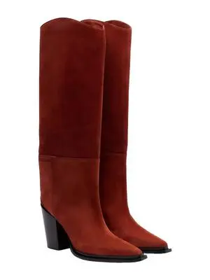 JIMMY CHOO Cece 80 Suede Knee-high Boots - Brown