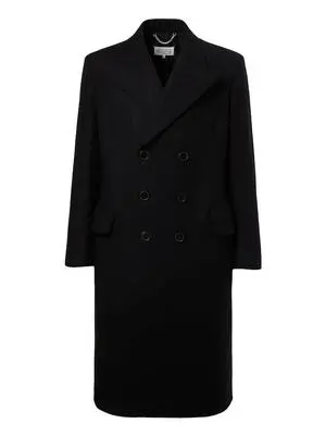 MAISON MARGIELA Double-breasted Virgin Wool Coat - Black