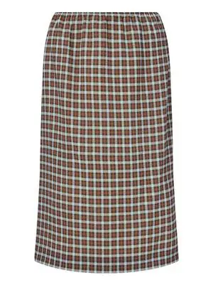 Prada Checked Silk-blend Georgette Midi Skirt - Blue