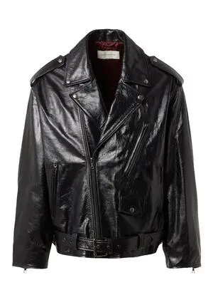 Dries Van Noten Leather Biker Jacket - Black