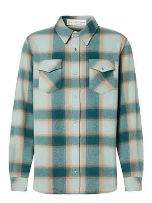 GOD'S TRUE CASHMERE Shadow Plaid Cashmere Shirt With Emerald - Green