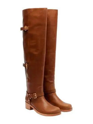 Farm Rio Over-the-knee Leather Boots - Brown