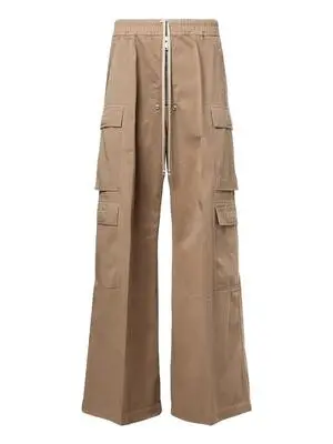 Rick Owens Cotton Flannel Cargo Pants - Beige