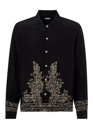 BODE Beaded Epoque Embellished Silk Shirt - Black