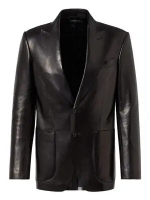 TOM FORD Single-breasted Leather Blazer - Black