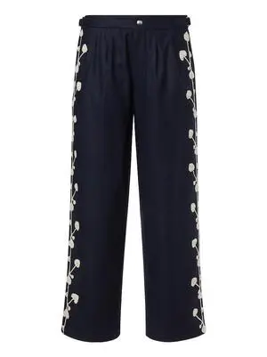 BODE Snowdrop Wide-leg Wool-blend Pants - Blue