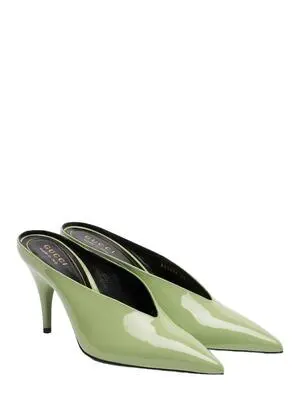 Gucci 97 85 Patent Leather Mules - Green