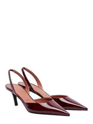 Amina Muaddi Sofia 60 Patent Leather Slingback Pumps - Burgundy