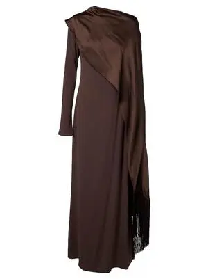 TALLER MARMO Mounia Caped Crêpe Cady Gown - Brown