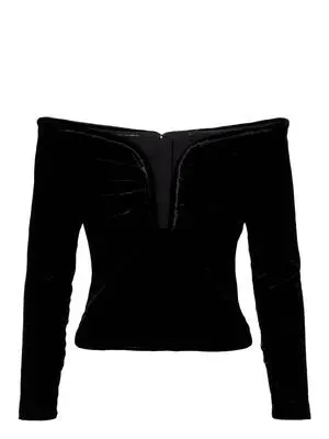 Roland Mouret Off-shoulder Velvet Top - Black