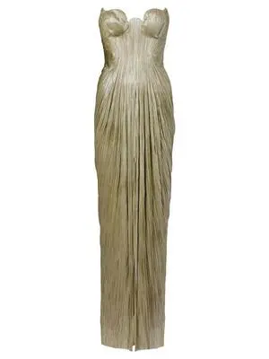 MARIA LUCIA HOHAN Jasleen Strapless Silk Tulle Gown Green