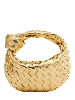 Bottega Veneta Jodie Intrecciato Metallic Leather Tote Bag - Gold