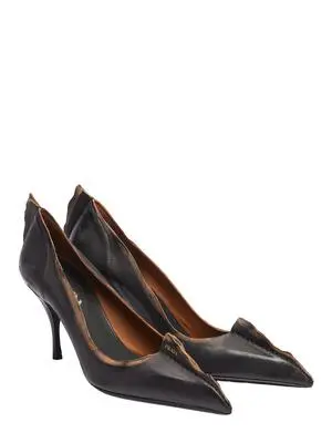 Prada Antiqued 85 Leather Pumps - Black