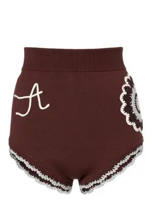 ALEMAIS Alémais Crochet High-Rise Wool-Blend Micro Shorts