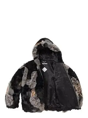 SUPREME Patchwork WINDSTOPPER Hooded Faux Fur Jacket