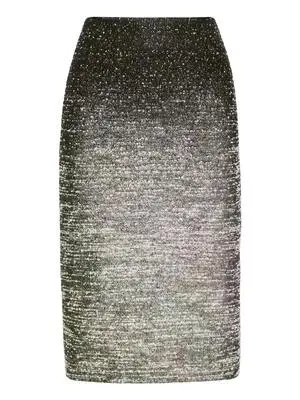 Oscar De La Renta Ombré-effect Bouclé Midi Skirt - Black