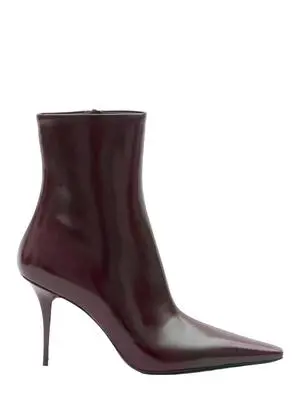 Saint Laurent 90mm Ashley Pointed-toe Ankle Boots - Red