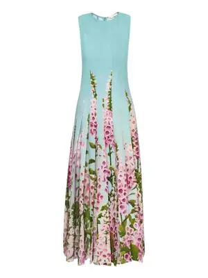 Oscar De La Renta Foxglove Chiffon Dress - Blue