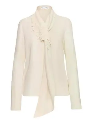 Oscar De La Renta Tie-neck Georgette Blouse - Neutrals