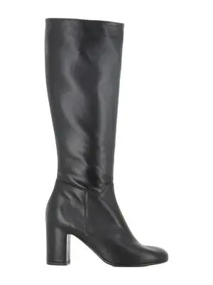 DEL CARLO Block-heel Leather Boots - Black