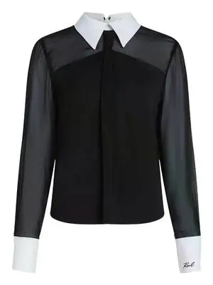 Karl Lagerfeld Sheer-panel Blouse - Black