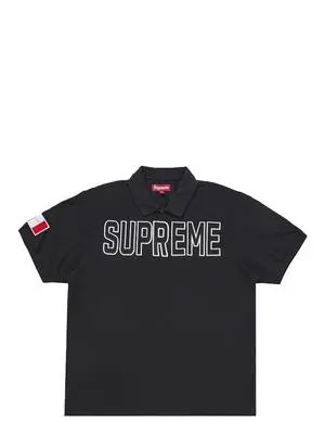 Supreme Twill Appliqué Polo Shirt - Black
