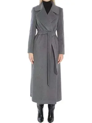 Tagliatore Classic-lapels Belted Coat - Grey