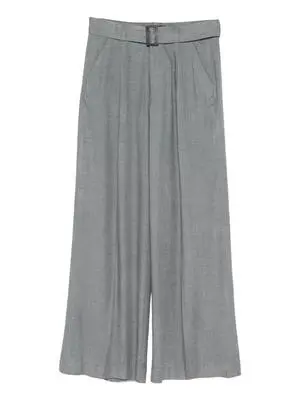 DONDUP Belted Wide Leg Pants - Grey