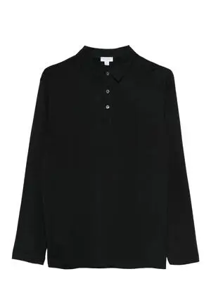Sunspel Long-sleeve Polo Shirt - Black