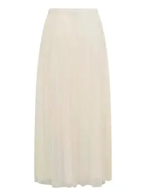 Alpha Studio Pleated Tulle Midi Skirt - Neutrals