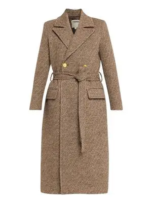 L'Agence Kolina Belted Twill Long Coat - Bracken Brown